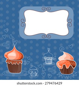 Decorative Frame Tasty Cute Cupcake On Stock Vector (Royalty Free ...