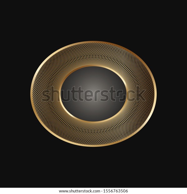 Decorative Golden Round Frame On Black Stock Vector (Royalty Free ...