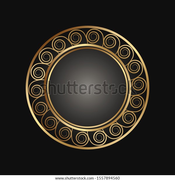 Decorative Golden Round Frame On Black Stock Vector (Royalty Free ...