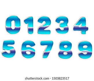 Realistic 3d Font Color Blue Numbers: vetor stock (livre de direitos ...
