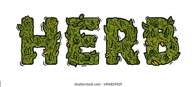 Decorative Green Marijuana Font Isolated Lettering Stock Vector ...