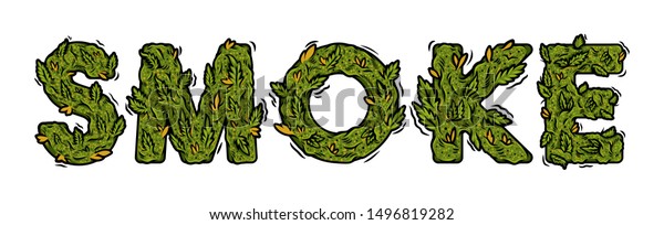 Decorative Green Marijuana Font Isolated Lettering: เวกเตอร์สต็อก (ปลอด ...