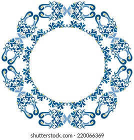Decorative Illustrated Circle Frame Made Blue Stock Vector (Royalty ...