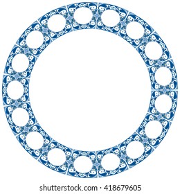 Decorative Illustrated Circle Frame Made Blue Stock Vector (Royalty ...