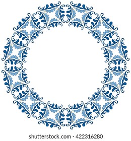 Decorative Illustrated Circle Frame Made Blue Stock Vector (Royalty ...