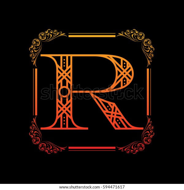 Decorative Letter R Abstract Frame Isolated Stock Vector (Royalty Free ...