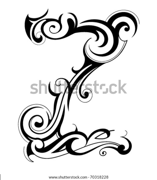 Decorative Letter Shape Font Type Z Stock Vector (Royalty Free) 70318228