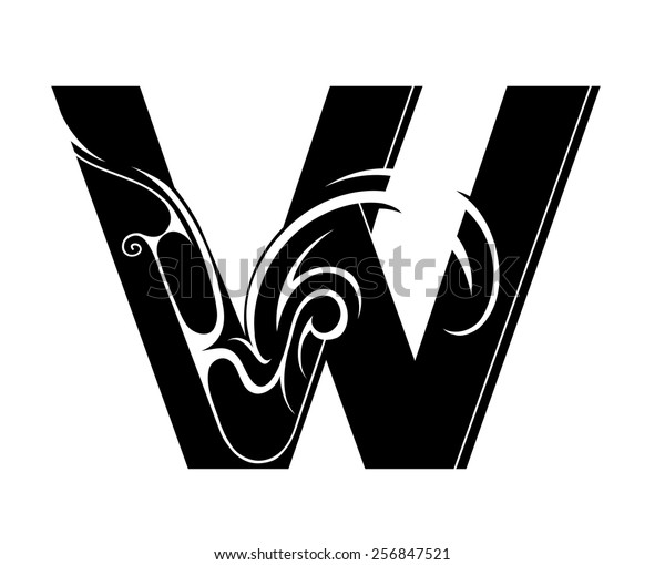 Decorative Letter Shape Font W Stock Vector (Royalty Free) 256847521