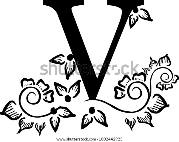 Decorative Letter V Patterns Flowers Stock Vector (Royalty Free ...