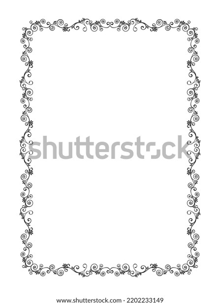 Decorative Linear Frame Beautiful Organic Border Stock Vector (Royalty ...