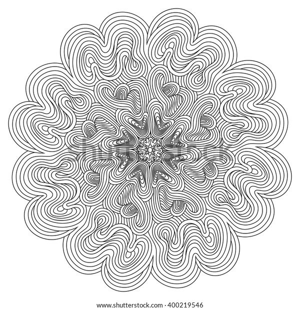 Decorative Mandala Optical Illusion Lines Outline Stock Vector (Royalty ...