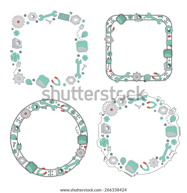 Decorative Mechanical Frames Collection Colorful Vector Stock Vector ...