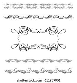 Decorative Monograms Calligraphic Borders Template Signage Stock Vector ...