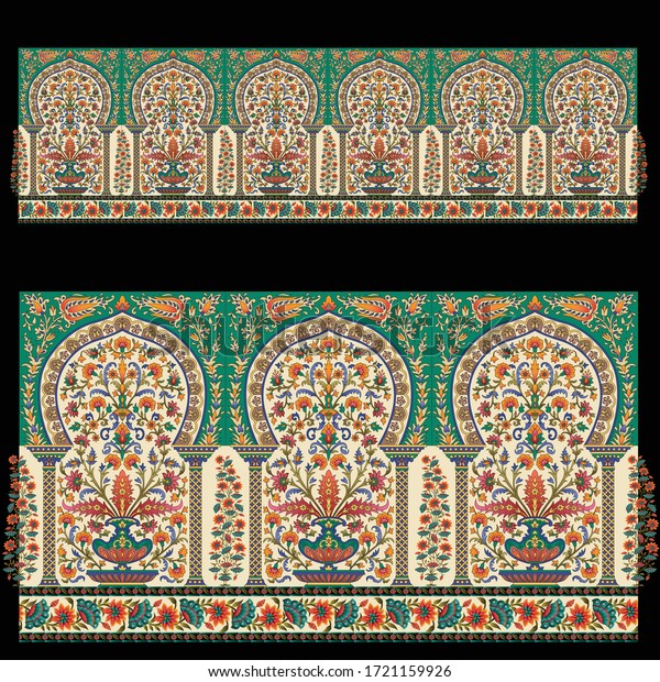 Decorative Mughal Motif Border Background Design Stock Vector (Royalty ...