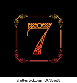 Decorative Number 7 Abstract Frame Isolated Stock Vector (Royalty Free ...