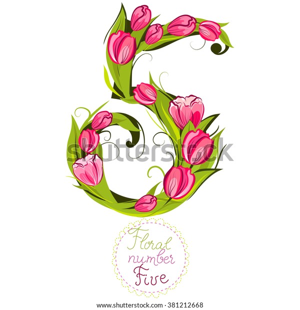 Decorative Number Five Made Tulips Vector Stock Vector (Royalty Free ...