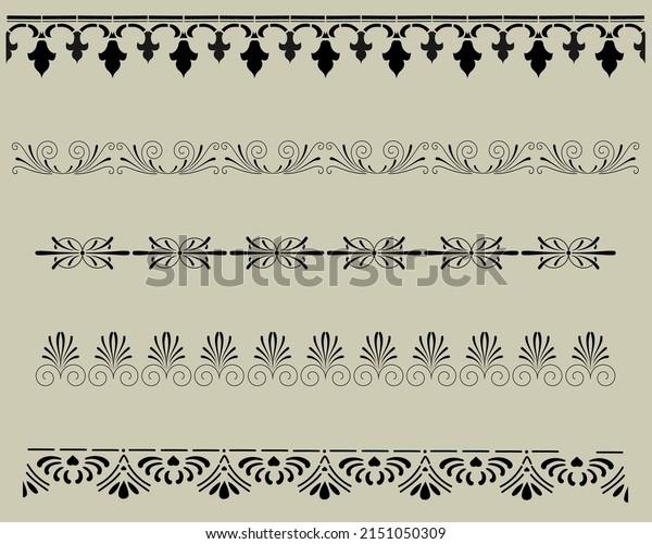 Decorative Ornament Border Design Set 1 Stock Vector (Royalty Free ...
