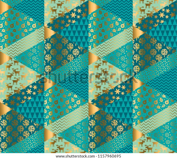 Decorative Patchwork Style Mosaic Christmas Seamless Stock Vector ...