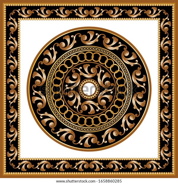 Decorative Pattern Golden Baroque Motif Chains Stock Vector (Royalty ...