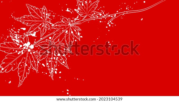 Decorative Red Background Japanese Maple Branch Stock Vector (Royalty ...