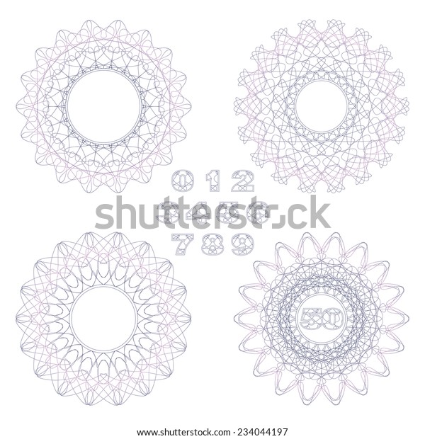 Decorative Rosettes Numbers On White Background Stock Vector (Royalty ...