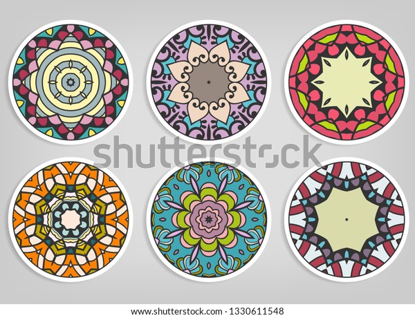 Decorative Round Ornaments Set Isolated Elements Stock Vector (Royalty ...