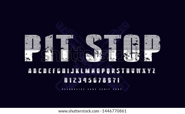 Decorative Striped Sans Serif Font Letters Stock Vector (Royalty Free ...