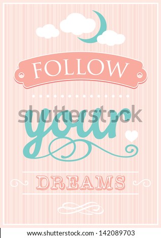 Decorative Template Frame Design Slogan Follow Stock Vector (Royalty ...