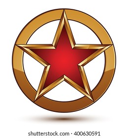Decorative Vector Red Star Emblem Golden 스톡 벡터(로열티 프리) 400630591 ...