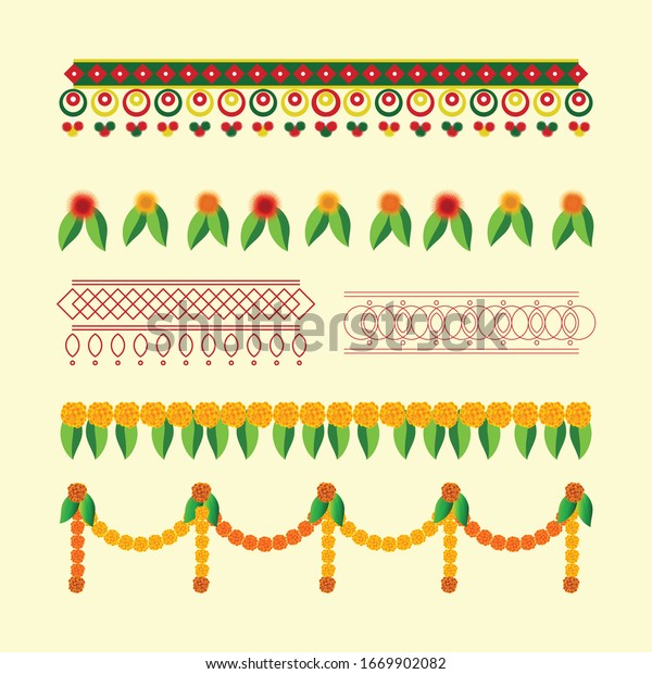 Decorative Vector Toran Designs Vector Border Stock Vector (Royalty ...