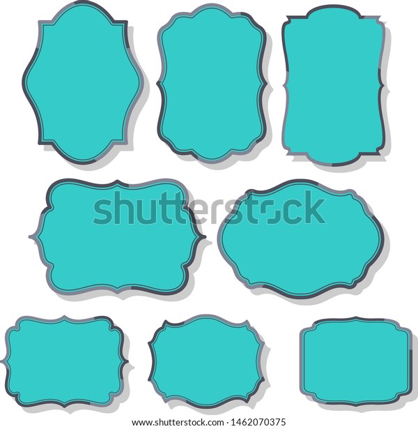 Decorative Vintage Blue Frames Borders Set Stock Vector (Royalty Free ...