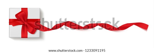 Decorative White Gift Box Long Ribbon Stock Vector (Royalty Free ...