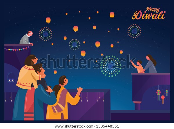 Deepavali On Sky Background Diwalideepavali Vector Stock Vector ...