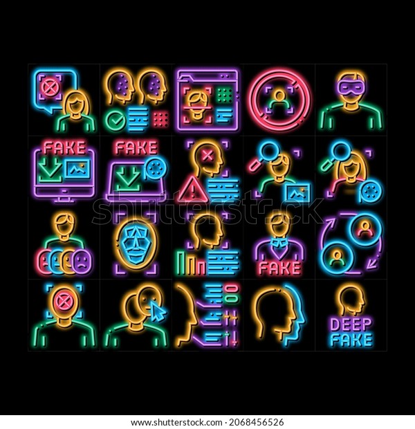 Deepfake Face Fake Neon Light Sign Stock Vector (Royalty Free ...