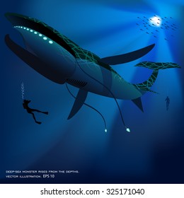 Deepsea Monster Rises Depths Vector Illustration Stock Vector (Royalty ...