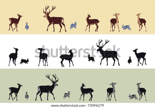Deer Bunnies Banners Stock Vector (Royalty Free) 73096279 | Shutterstock