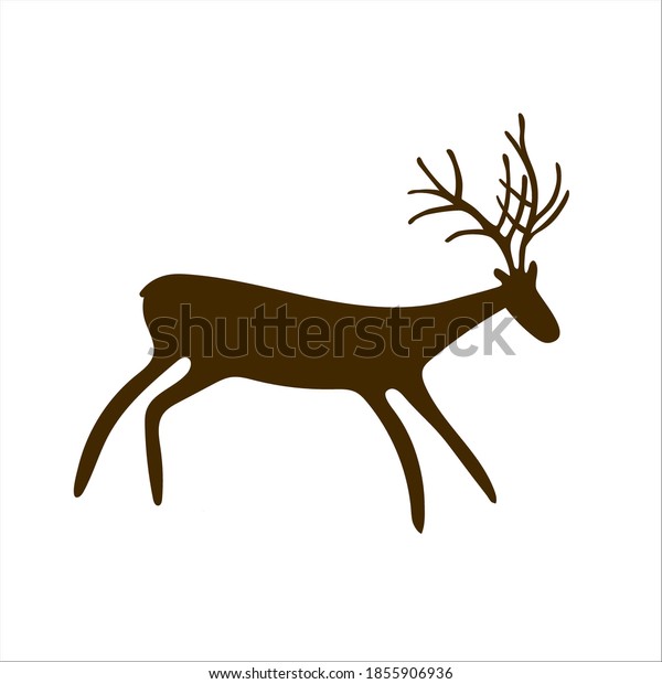 Deer Cave Paintings Ancient Handpainted Petroglyphs Stock Vector ...