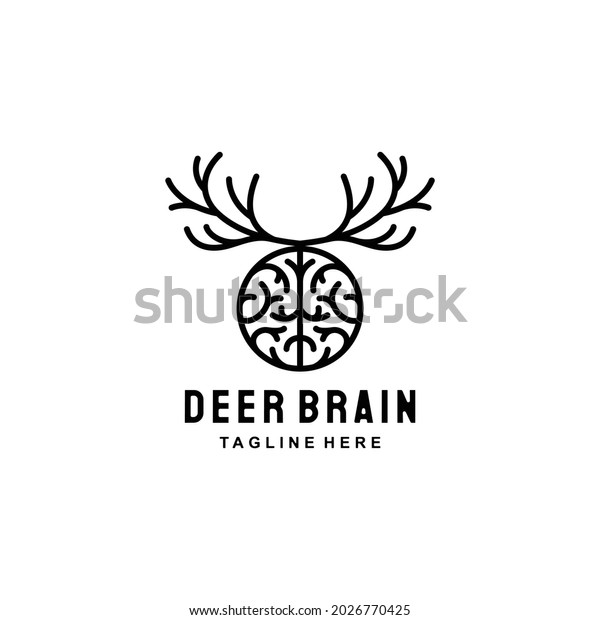 Deer Combination Brain Line Art Style Stock Vector (Royalty Free ...