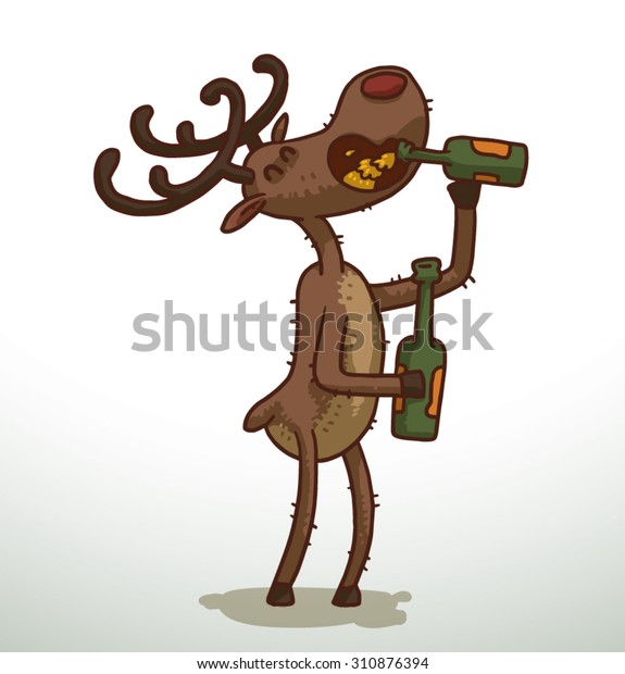 Deer Drinking Beer Glass Bottle Vector Stock Vector (Royalty Free ...