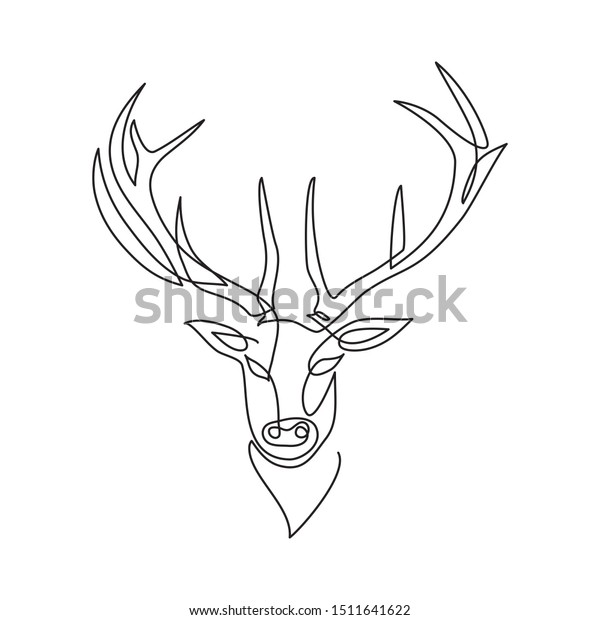 Deer Head Continuous Line Drawing Art Stock Vector (Royalty Free ...