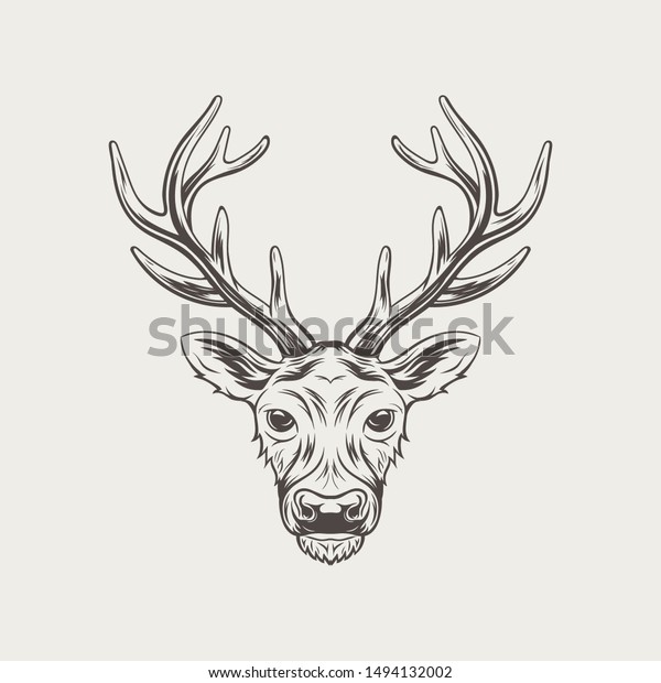 Deer Head Isolated On White Background Stock Vector (Royalty Free ...