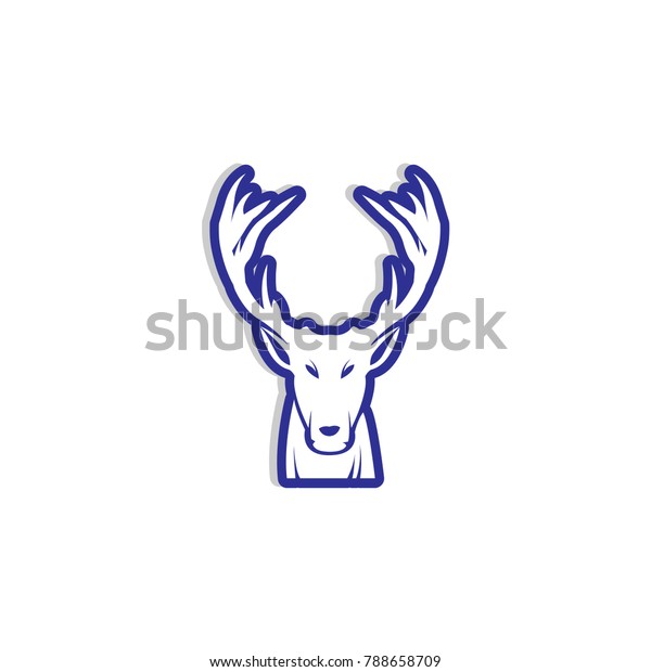 Deer Head Logo Design Blue Colored Stock Vector (Royalty Free) 788658709