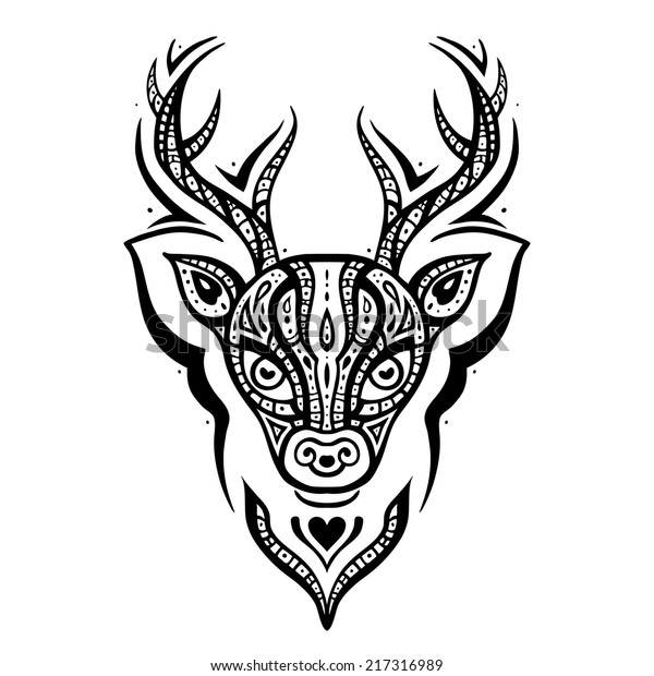 Deer Head Tribal Pattern Ethnic Tattoo Stock Vector (Royalty Free ...