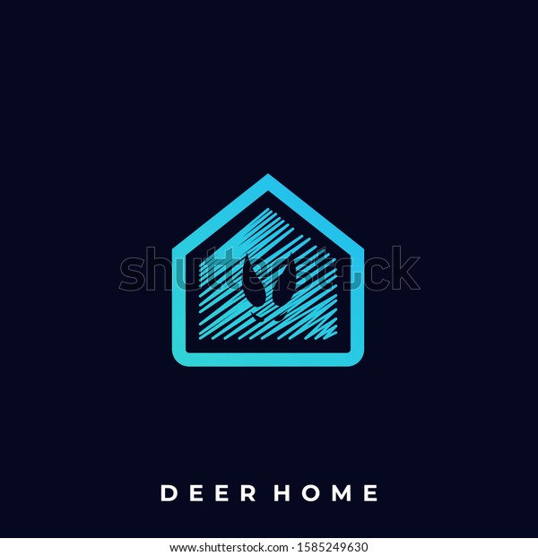 Deer Home Illustration Vector Template Suitable Stock Vector (Royalty ...