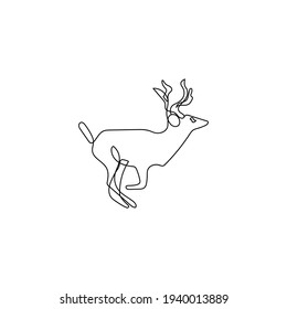 Deer Illustration Continuous Line Drawing Art Stock Vector (Royalty ...
