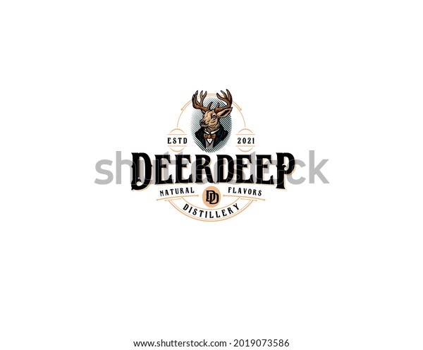 Deer Illustration Label Liquor Logo Stock Vector (Royalty Free ...