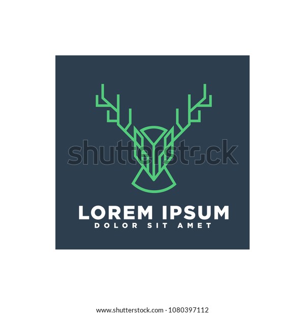 Deer Line Art Logo Template Vector Stock Vector (Royalty Free ...