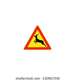 Deer Traffic Warning Sign On White Stock Vector (Royalty Free ...
