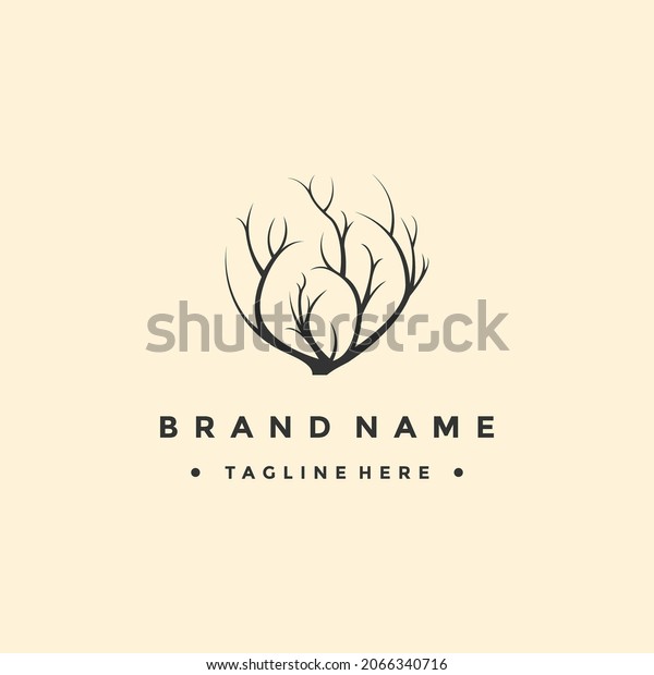 Deer Tree Antlers Logo Design Stock Vector (Royalty Free) 2066340716 ...