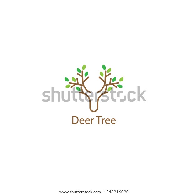 Deer Tree Leaves Forest Logo Vector Stock Vector (Royalty Free ...